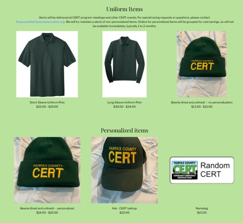 Online Store - Fairfax County CERT