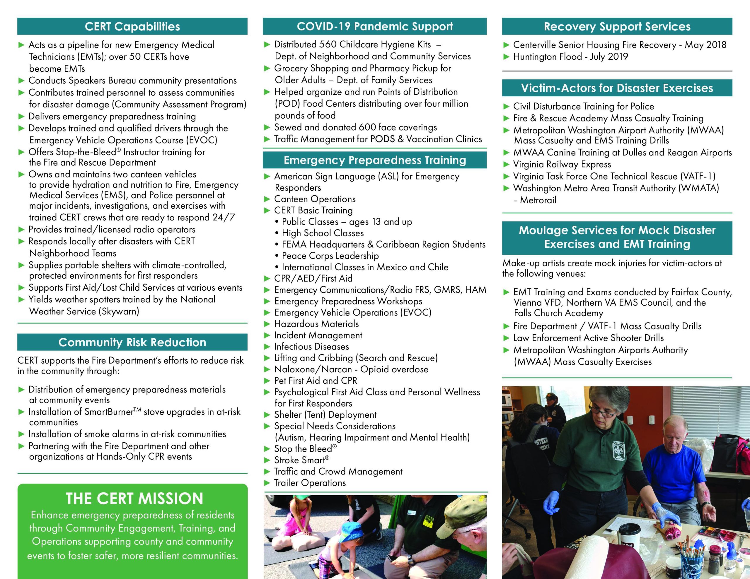 Table of Services - Fairfax County CERT