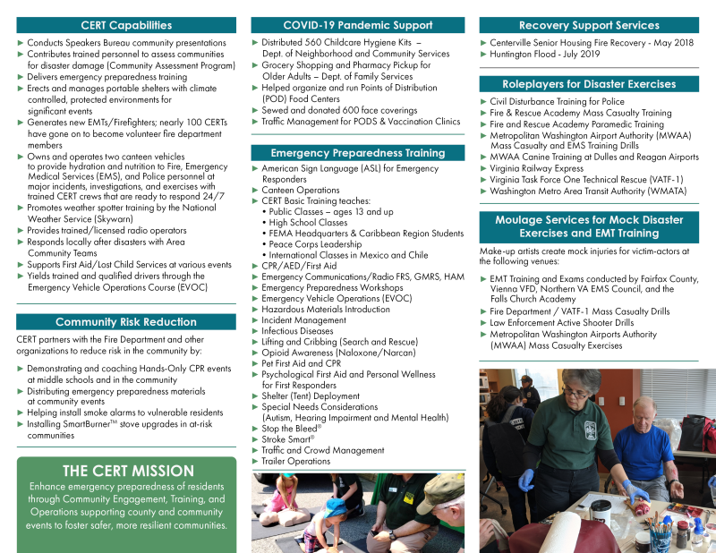 Table of Services - Fairfax County CERT
